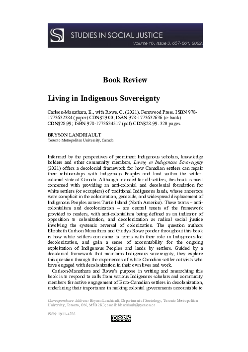 (PDF) Living in Indigenous Sovereignty (Book Review)