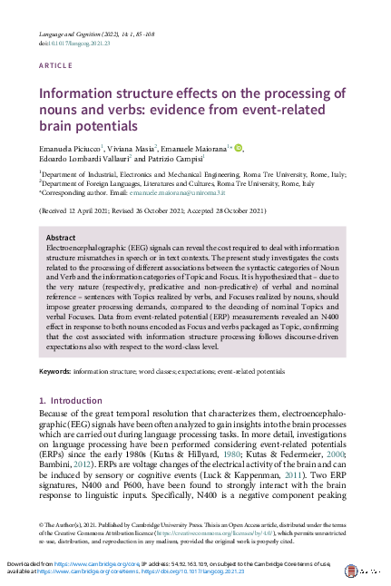 (PDF) Information structure effects on the processing of nouns and verbs: evidence from event ...
