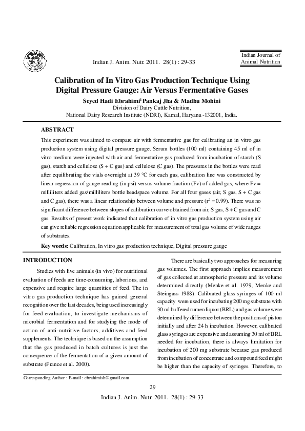 (PDF) Calibration of In Vitro Gas Production Technique Using Digital ...