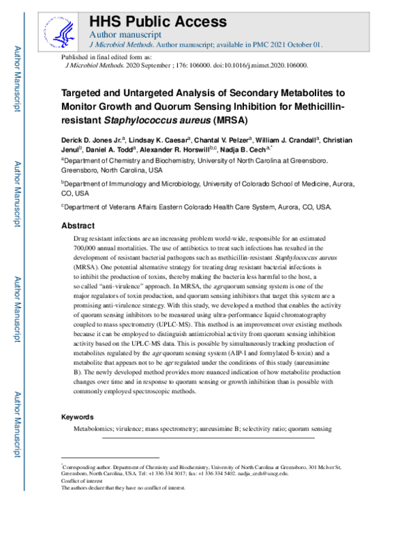 (PDF) Targeted and untargeted analysis of secondary metabolites to ...