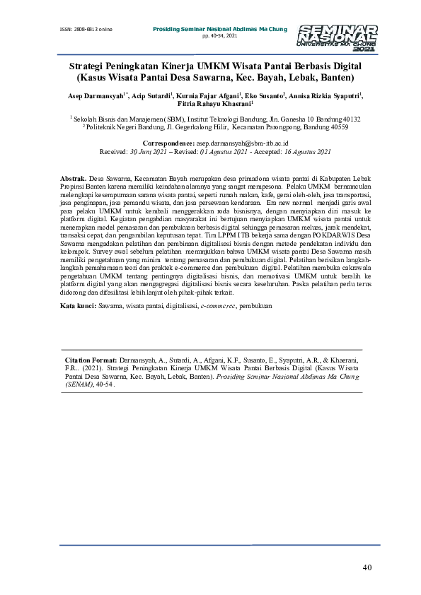 (PDF) Strategi Peningkatan Kinerja UMKM Wisata Pantai Berbasis Digital ...