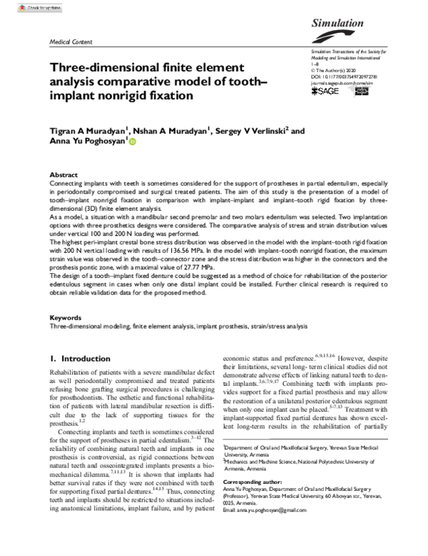 Pdf Three Dimensional Finite Element Analysis Comparative Model Of