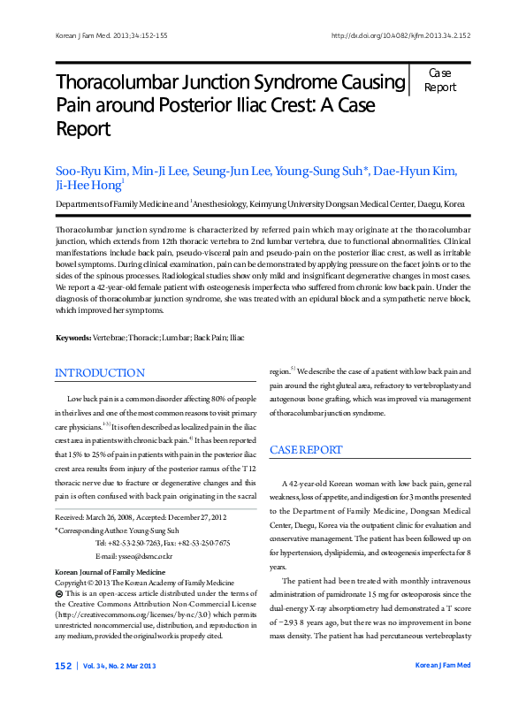 (PDF) Thoracolumbar Junction Syndrome Causing Pain around Posterior Iliac Crest: A Case Report