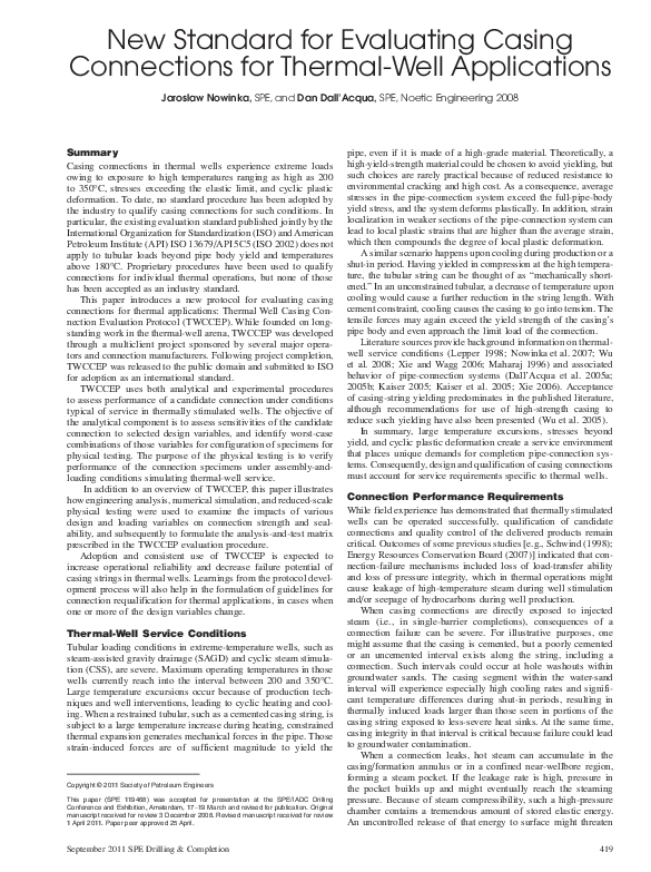 (PDF) New Standard for Evaluating Casing Connections for Thermal-Well ...