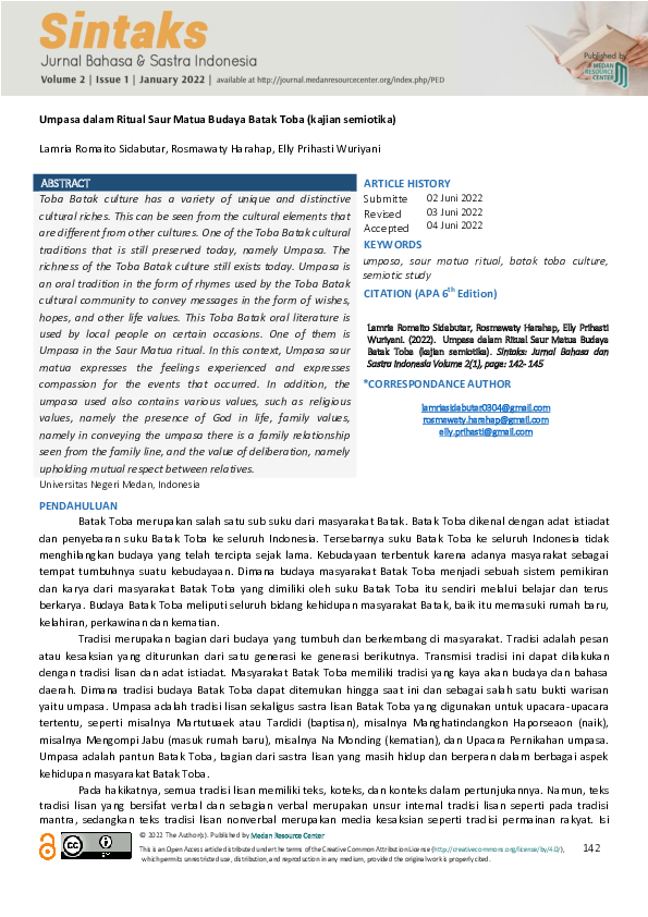 (PDF) Umpasa dalam Ritual Saur Matua Budaya Batak Toba (kajian semiotika)