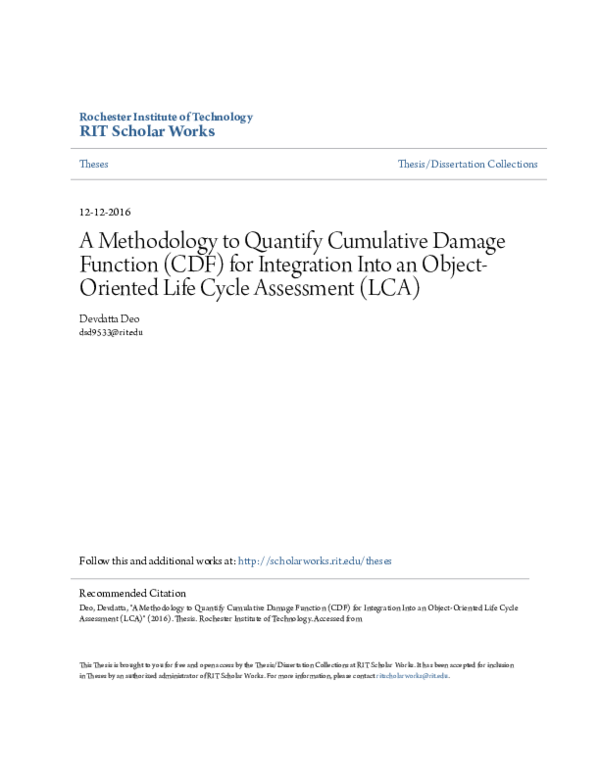 (PDF) A Methodology to Quantify Cumulative Damage Function (CuDF) for Integration Into an Object ...