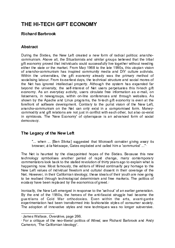 (PDF) 4. The hi-tech gift economy