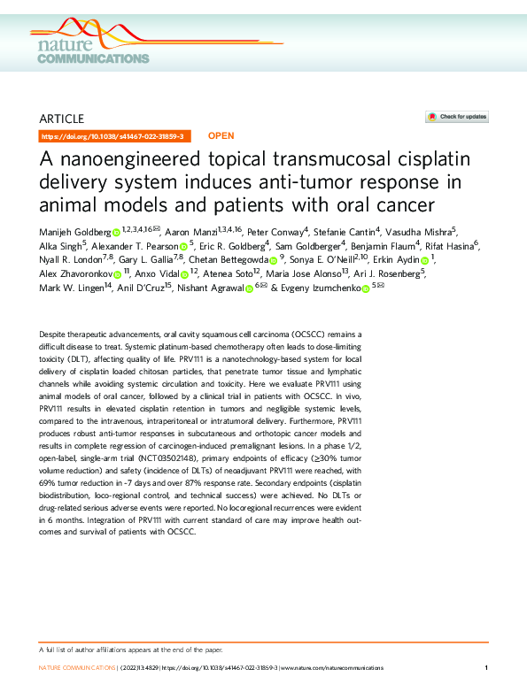 (PDF) A nanoengineered topical transmucosal cisplatin delivery system ...
