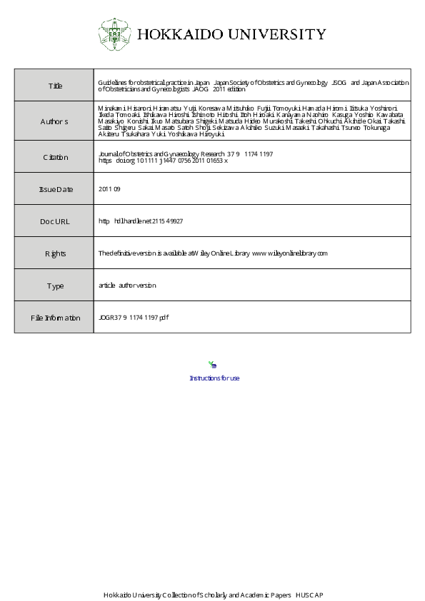 (PDF) Guidelines for obstetrical practice in Japan: Japan Society of ...