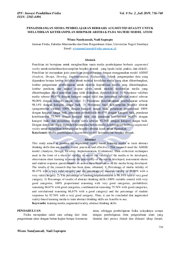 (PDF) Pengembangan Media Pembelajaran Berbasis Augmented Reality Untuk Melatihkan Keterampilan ...