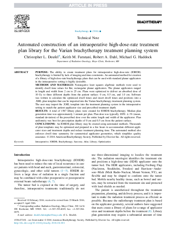 (PDF) Automated construction of an intraoperative high-dose-rate ...