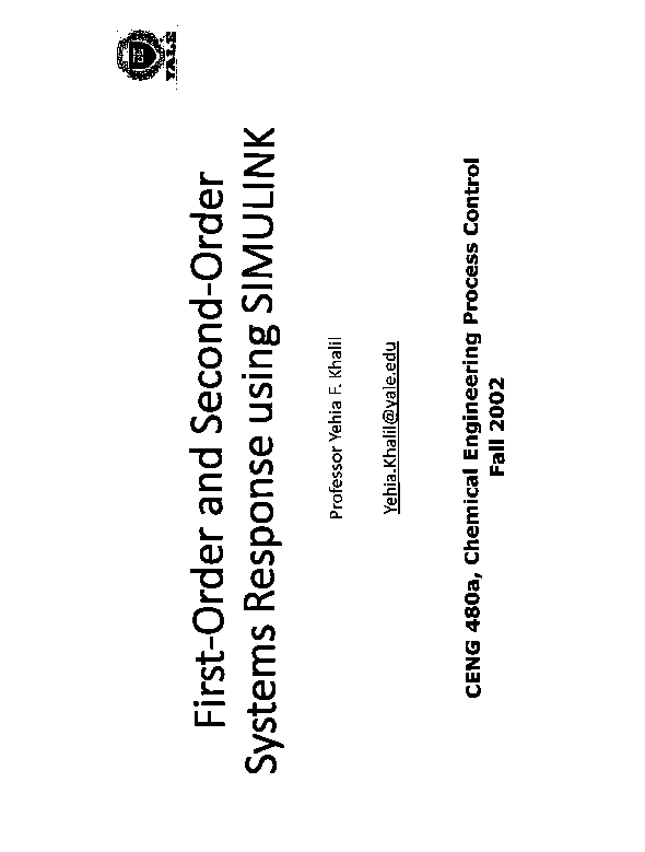 (PDF) First order & second order systems reponse using SIMUINK (Prof. Y ...