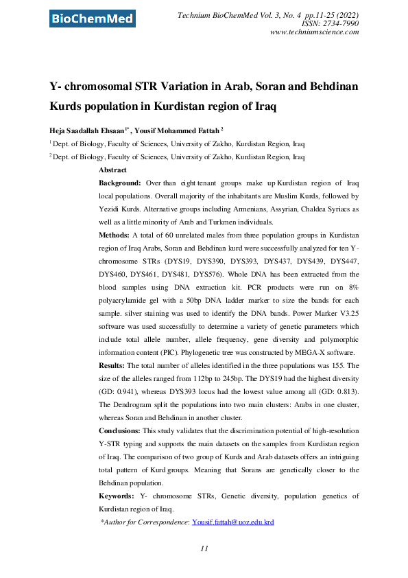 (PDF) Y- chromosomal STR Variation in Arab, Soran and Behdinan Kurds ...