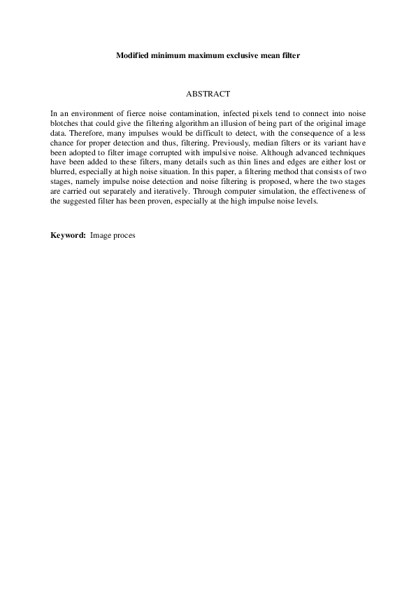 Pdf Modified Minimum Maximum Exclusive Mean Filter Sam Noor