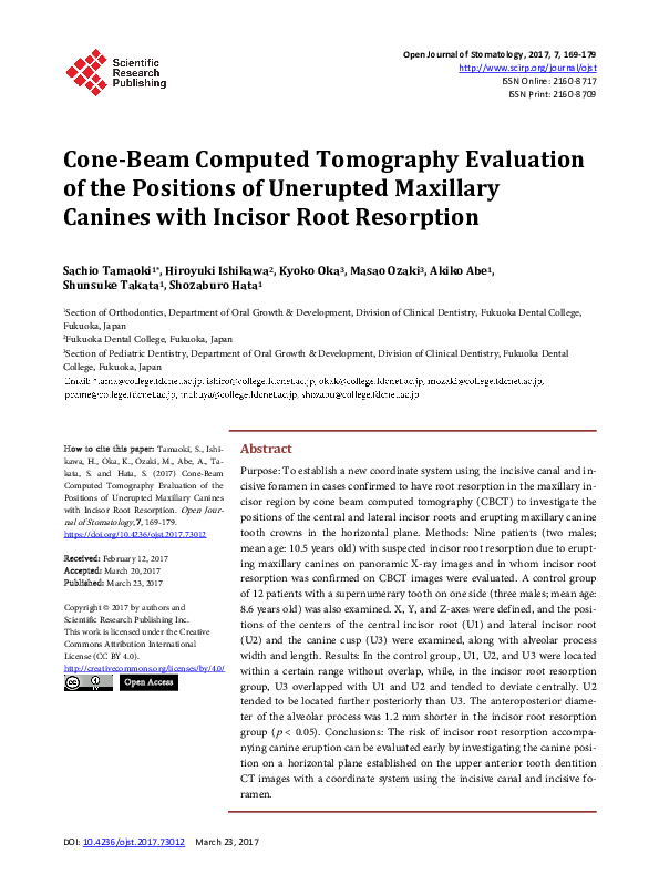 Pdf Cone Beam Computed Tomography Evaluation Of The Positions Of
