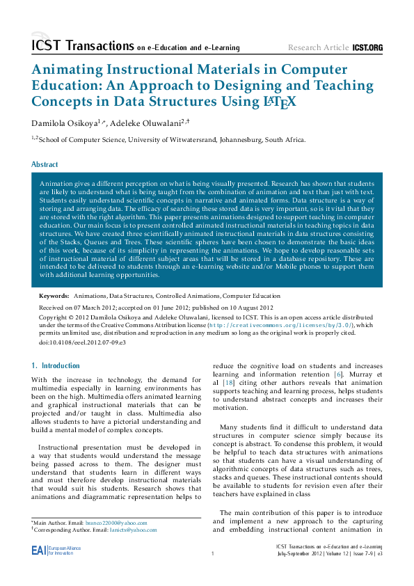 (PDF) Animating Instructional Materials in Computer Education: An ...