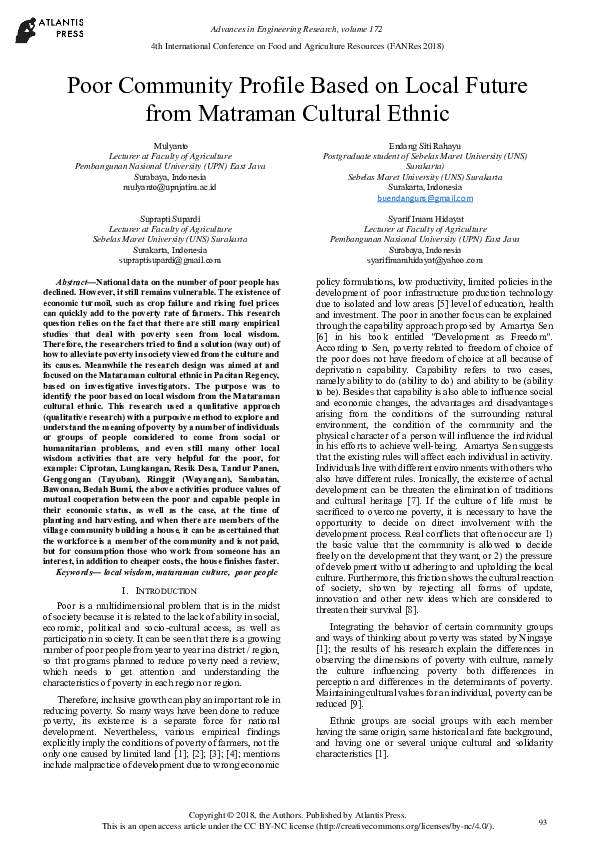 (PDF) Poor Community Profile Based on Local Future from Matraman ...