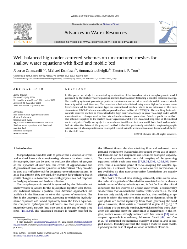 (PDF) Well-balanced high-order centered schemes on unstructured meshes for shallow water ...