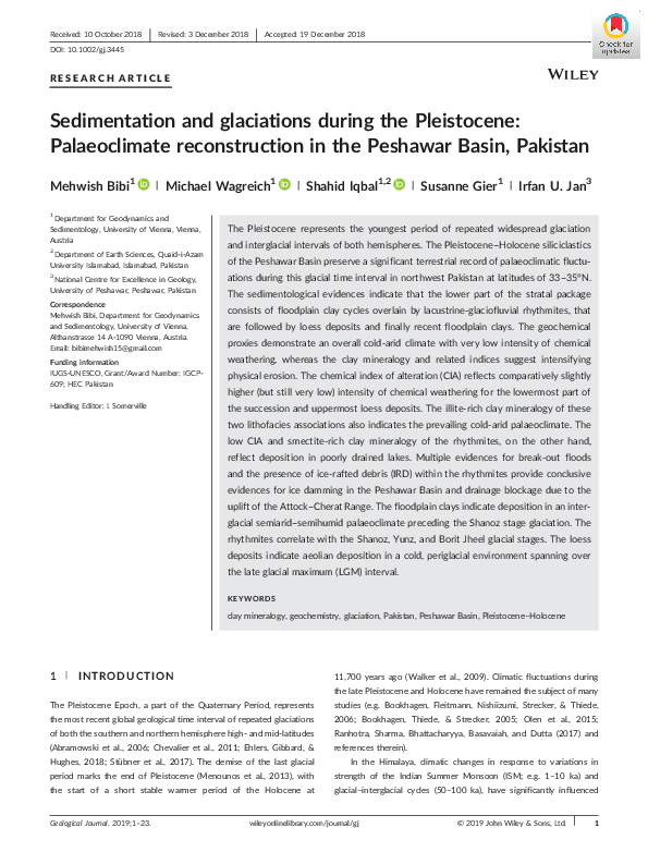 (PDF) Sedimentation and glaciations during the Pleistocene ...