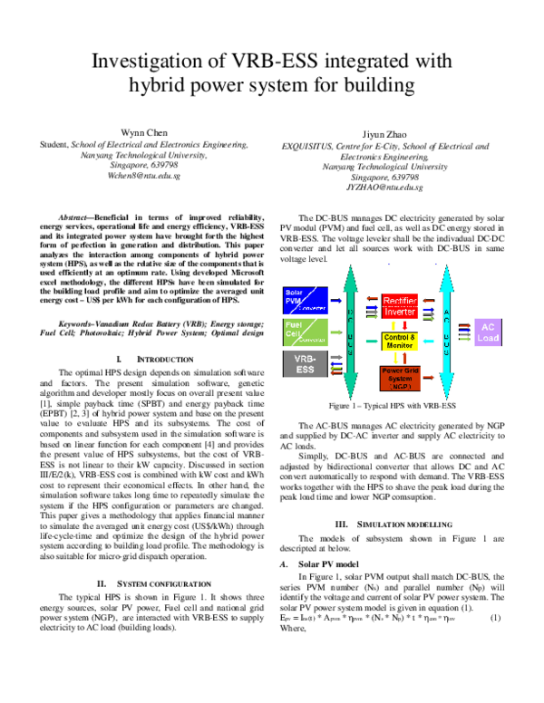 (PDF) Investigation of VRB-ESS integrated with hybrid power system for ...