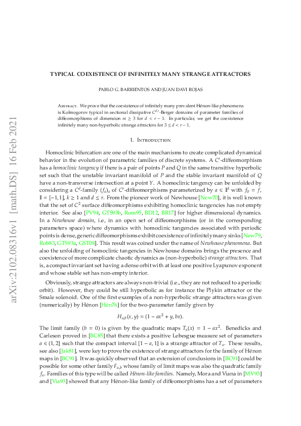 (PDF) Typical coexistence of infinitely many strange attractors