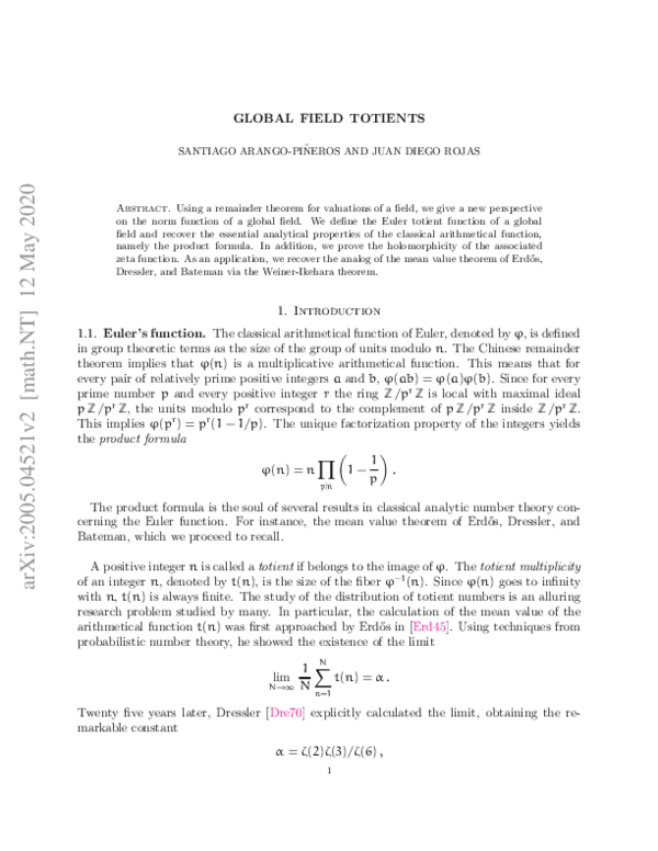 (PDF) Global Field Totients