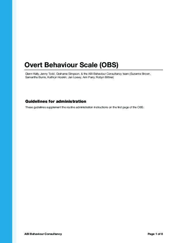 (PDF) Overt Behaviour Scale (OBS)