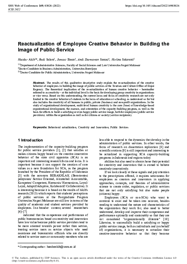 (PDF) Reactualization of Employee Creative Behavior in Building the ...