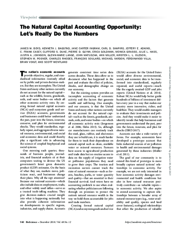 (PDF) The Natural Capital Accounting Opportunity: Let's Really Do the ...