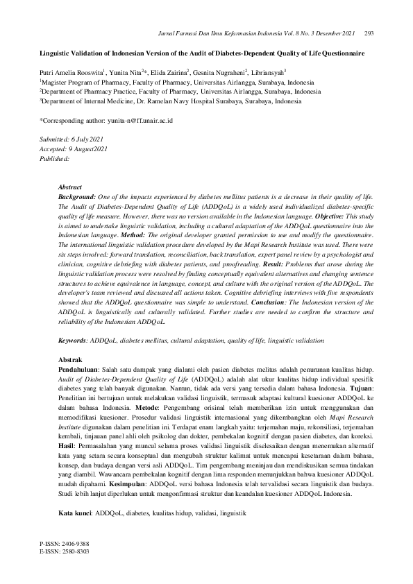 (PDF) Linguistic Validation of Indonesian Version of the Audit of ...