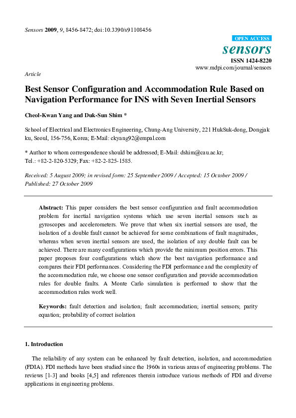 (PDF) Best Sensor Configuration and Accommodation Rule Based on Navigation Performance for INS ...