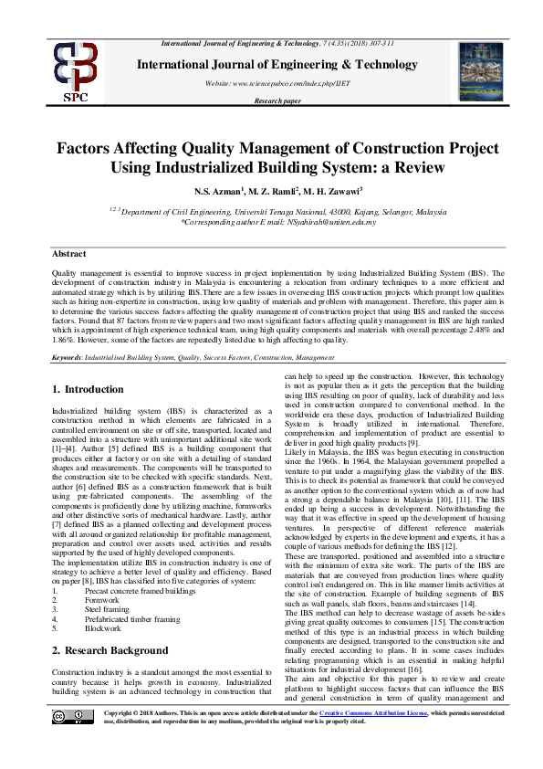 (PDF) Factors Affecting Quality Management of Construction Project ...