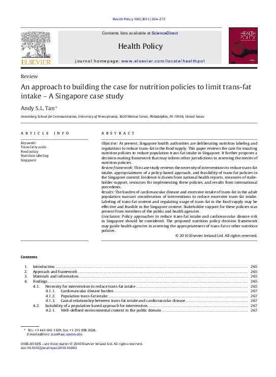 (PDF) An approach to building the case for nutrition policies to limit ...