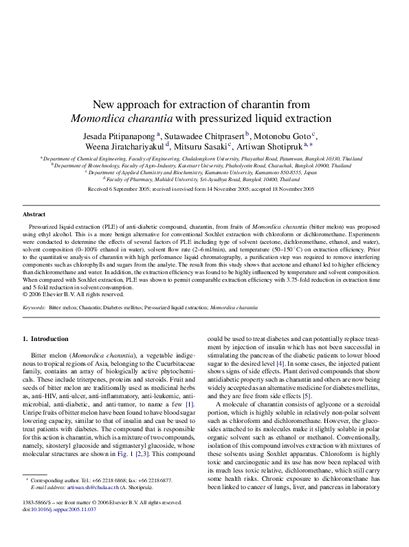 (PDF) New approach for extraction of charantin from Momordica charantia ...