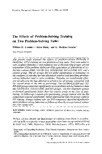 (PDF) The effects of problem-solving training on two problem-solving tasks