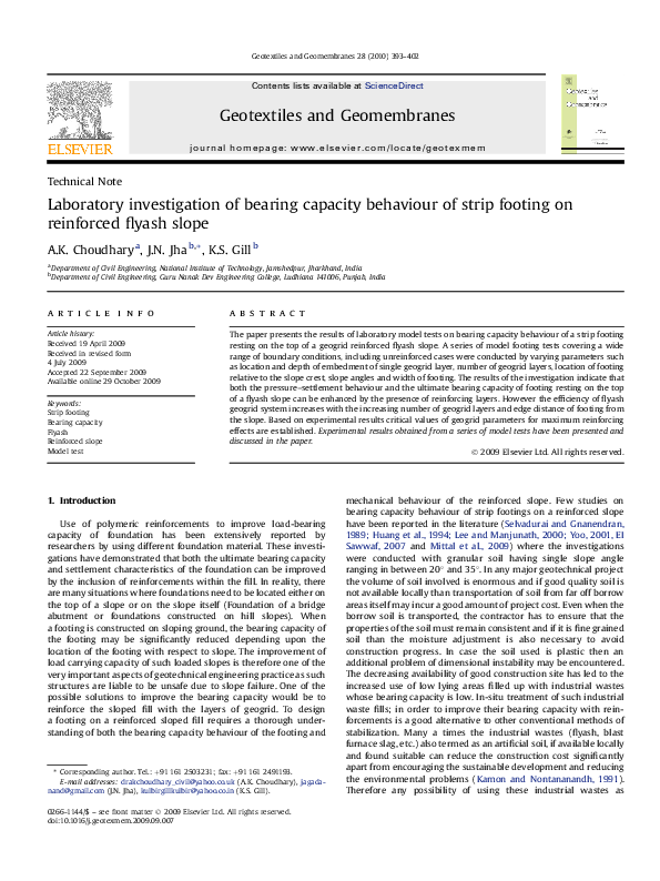 (PDF) Laboratory investigation of bearing capacity behaviour of strip ...