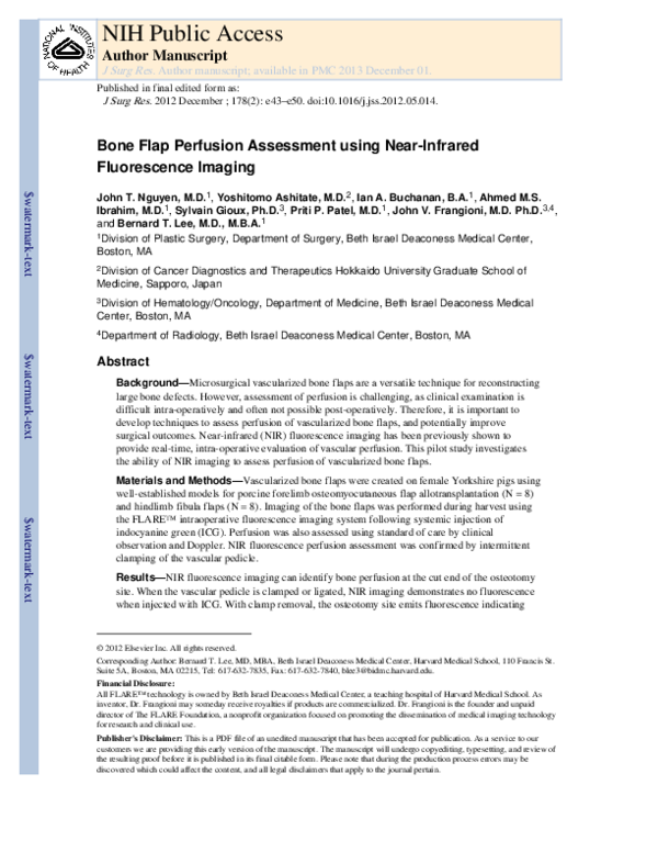 (PDF) Bone flap perfusion assessment using near-infrared fluorescence ...