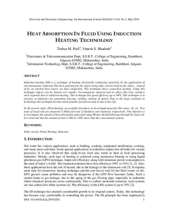(PDF) Heat Absorption in Fluid Using Induction Heating Technology