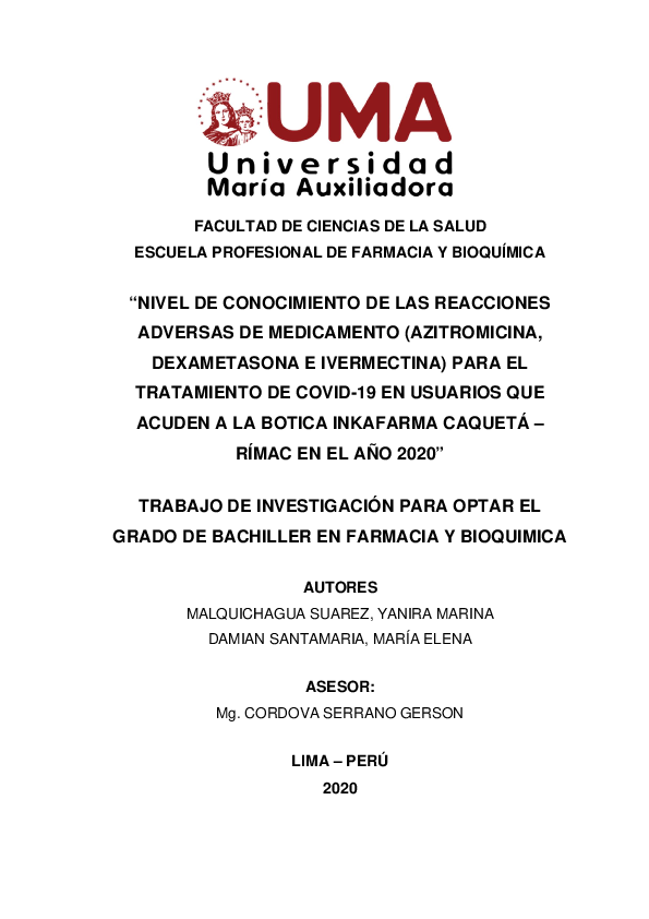 (PDF) Nivel De Conocimiento De Las Reacciones Adversas De Medicamento ...
