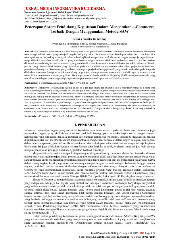 (PDF) Penerapan Sistem Pendukung Keputusan Dalam Menentukan e-Commerce Terbaik Dengan ...