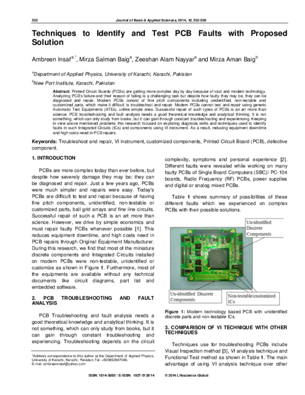 (PDF) Techniques to Identify and Test PCB Faults with Proposed Solution