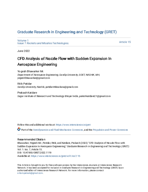 (PDF) CFD Analysis of Nozzle Flow with Sudden Expansion In Aerospace ...