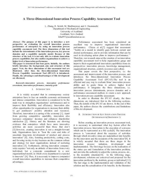 (PDF) A three-dimensional innovation process capability assessment tool