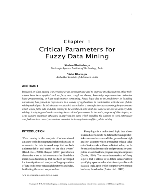 (PDF) Critical Parameters for Fuzzy Data Mining