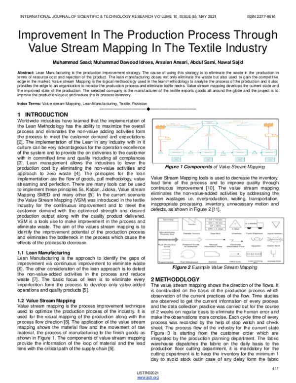 (PDF) Improvement In The Production Process Through Value Stream Mapping In The Textile Industry