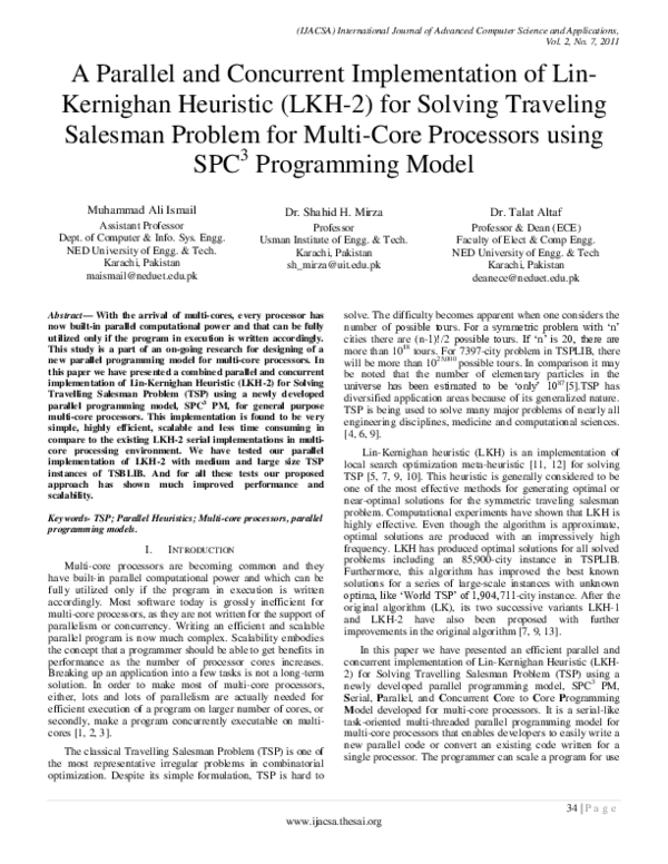 (PDF) A Parallel and Concurrent Implementation of Lin-Kernighan Heuristic (LKH-2) for Solving ...