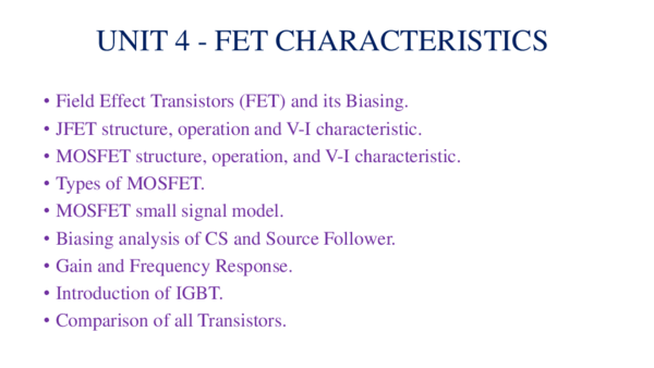 (PDF) FET CHARACTERISTICS