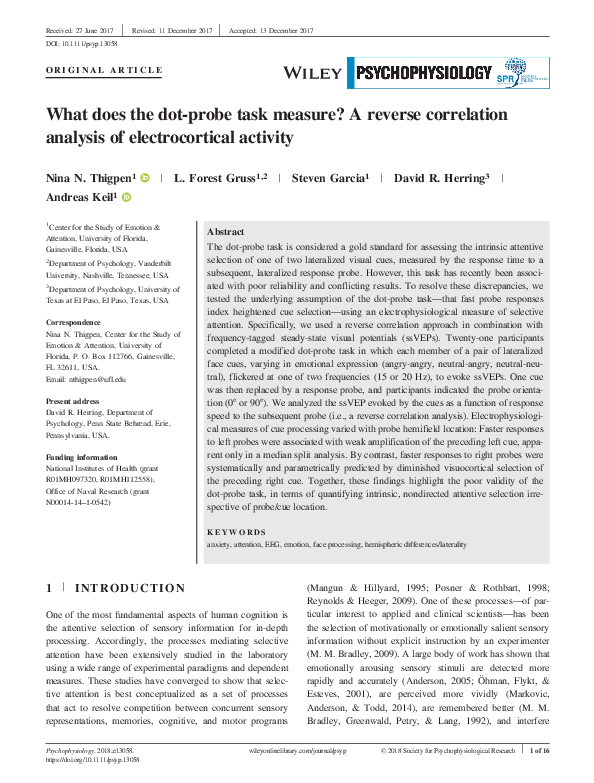(PDF) What does the dot-probe task measure? A reverse correlation analysis of electrocortical ...