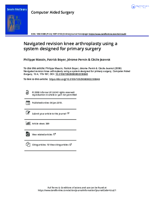 (PDF) Navigated revision knee arthroplasty using a system designed for ...