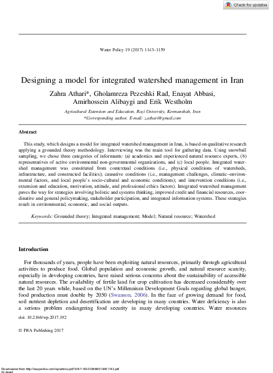 (PDF) Designing a model for integrated watershed management in Iran